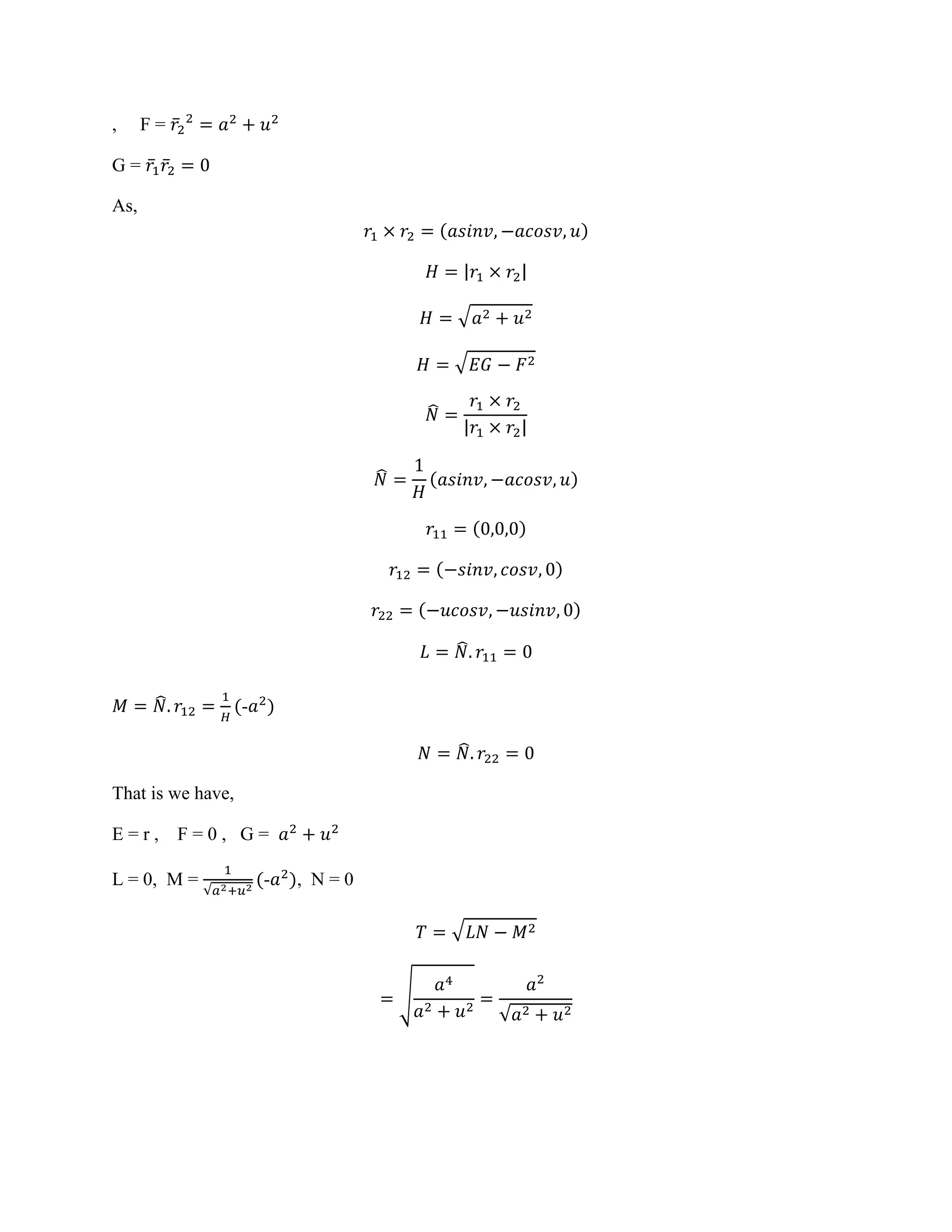 First fundamental form and metric tensor | PDF | Physics | Science