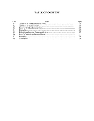 First fundamental form and metric tensor | PDF
