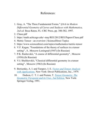 First fundamental form and metric tensor | PDF