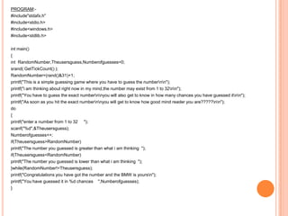 First game using c language | PPTX