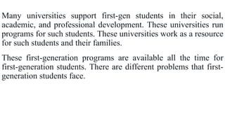 FIRST GENERATIONS ppt they are first ones in they're | PPTX