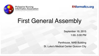 First PNIA General Assembly | PDF