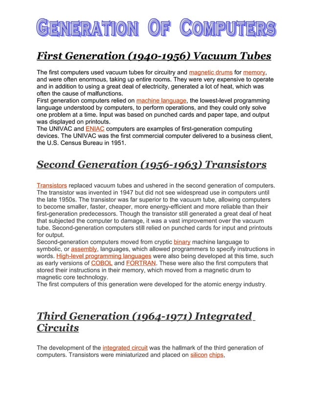 First generation | DOC