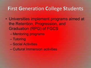 First Generation College Students | PPTX