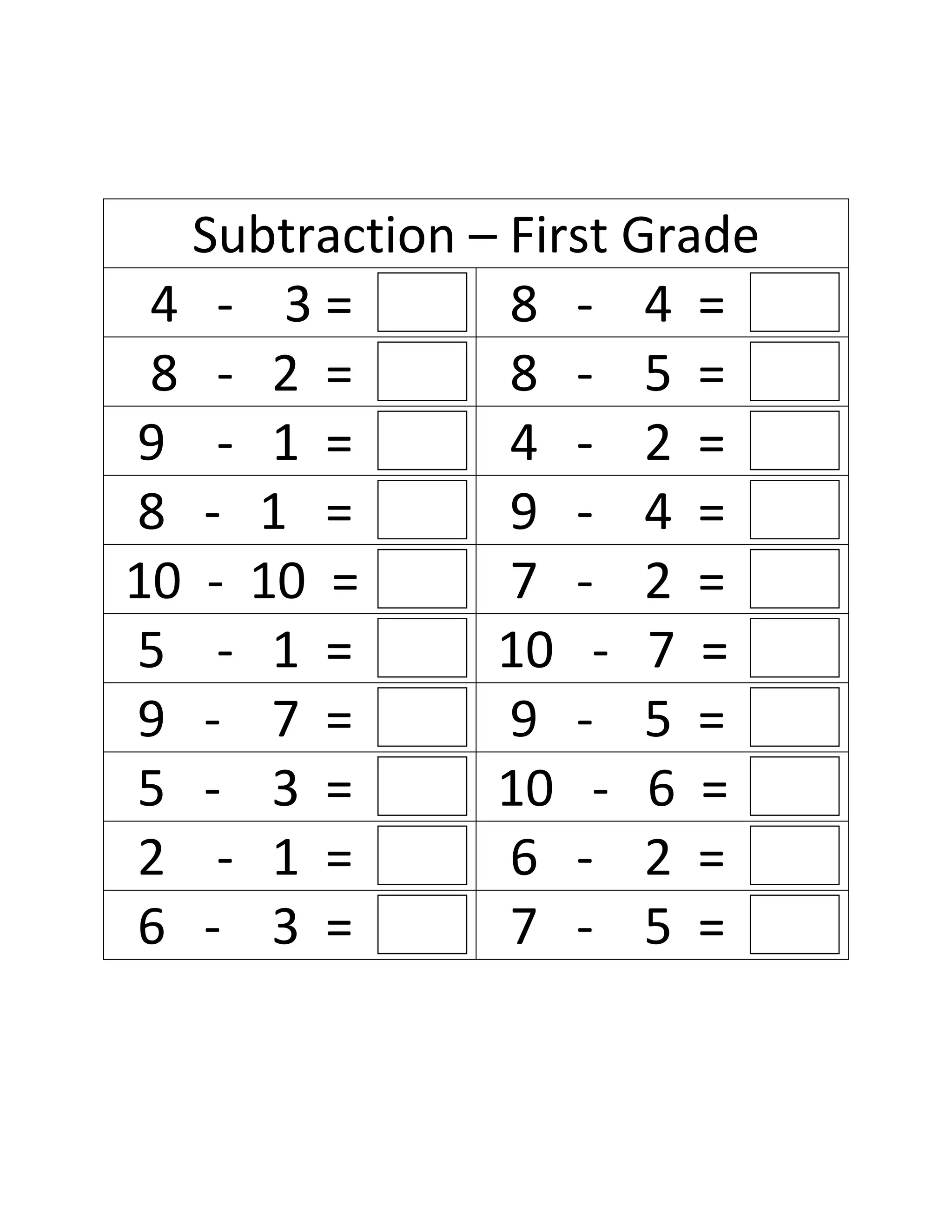 First grade addition subtraction timed test | DOCX