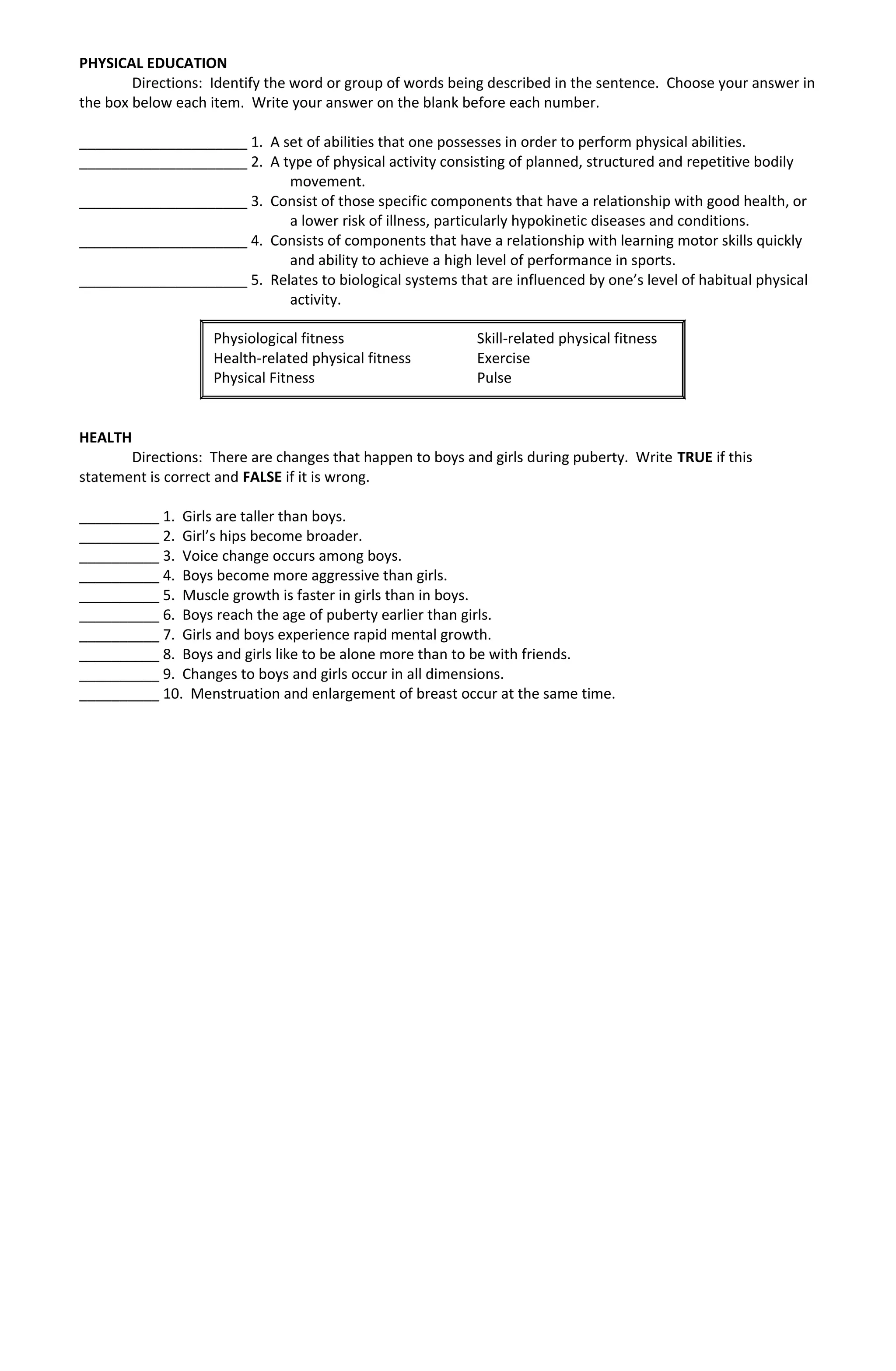 First grading exam | DOC