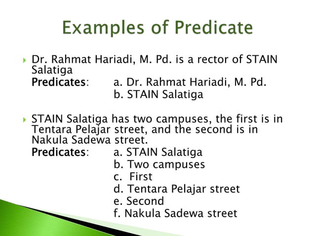 PREDICATOR, PREDICATE, AND DEGREE OF PREDICATES | PPTX