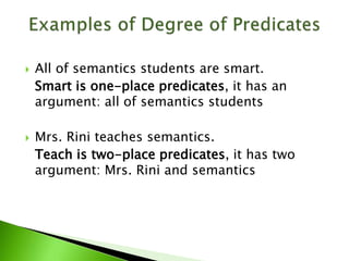 PREDICATOR, PREDICATE, AND DEGREE OF PREDICATES | PPTX