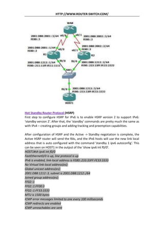 First Hop Redundancy Protocols in IPv6 HSRP + GLBP | DOCX