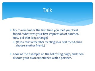 ESL Lesson: First impressions | PPTX