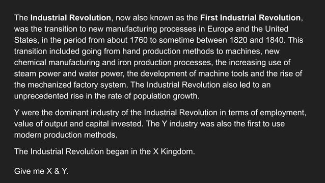First industrial revolution quiz | PPT