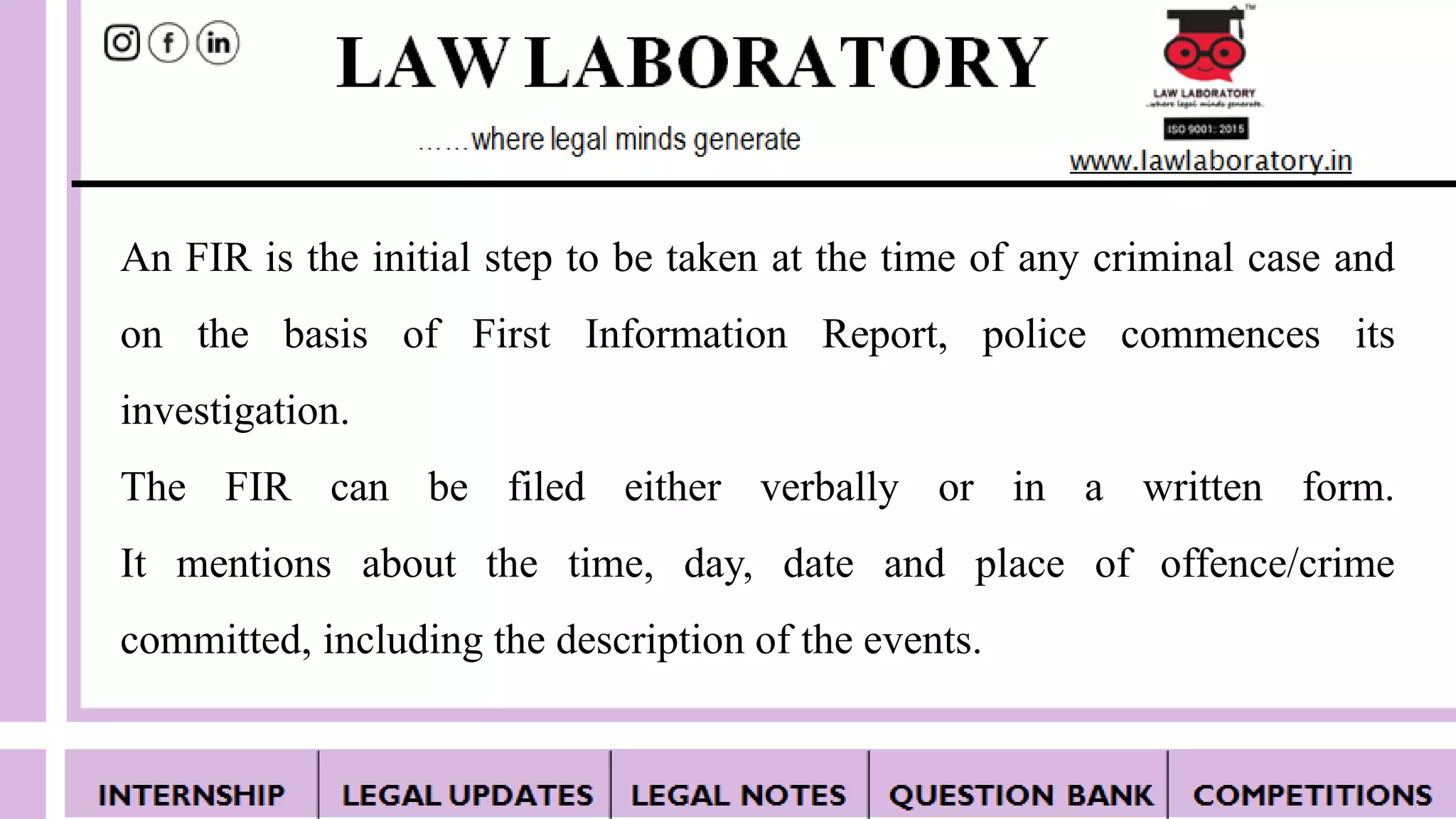 First Information Report (F.I.R) | PPTX