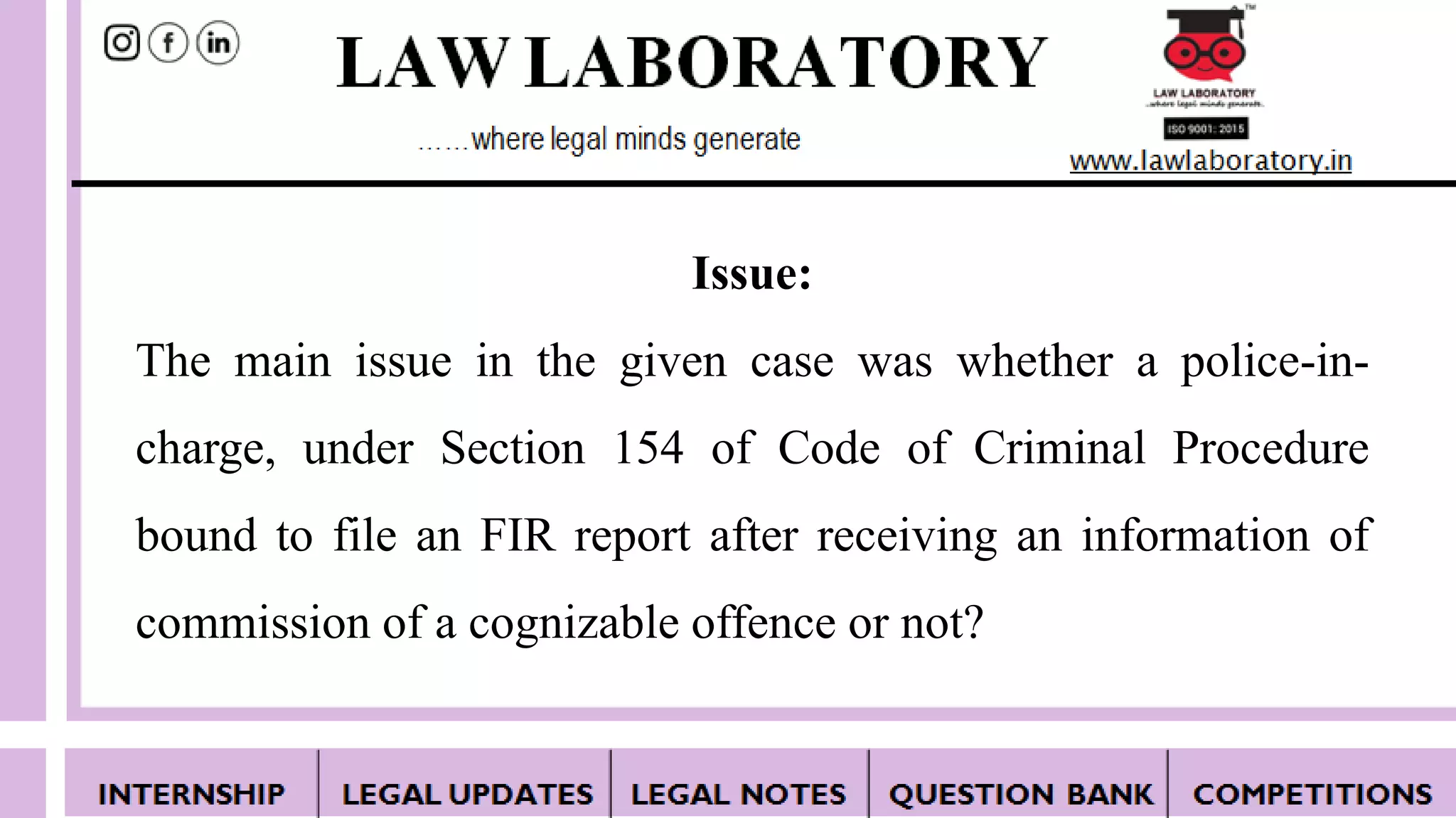 First Information Report (F.I.R) | PPTX