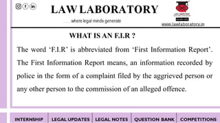 First Information Report (F.I.R) | PPTX