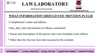 First Information Report (F.I.R) | PPTX