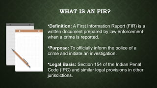 First Information Report (FIR).pptx about | PPT