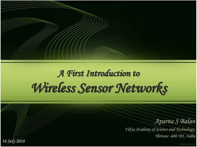 First introduction to wireless sensor networks | PPT