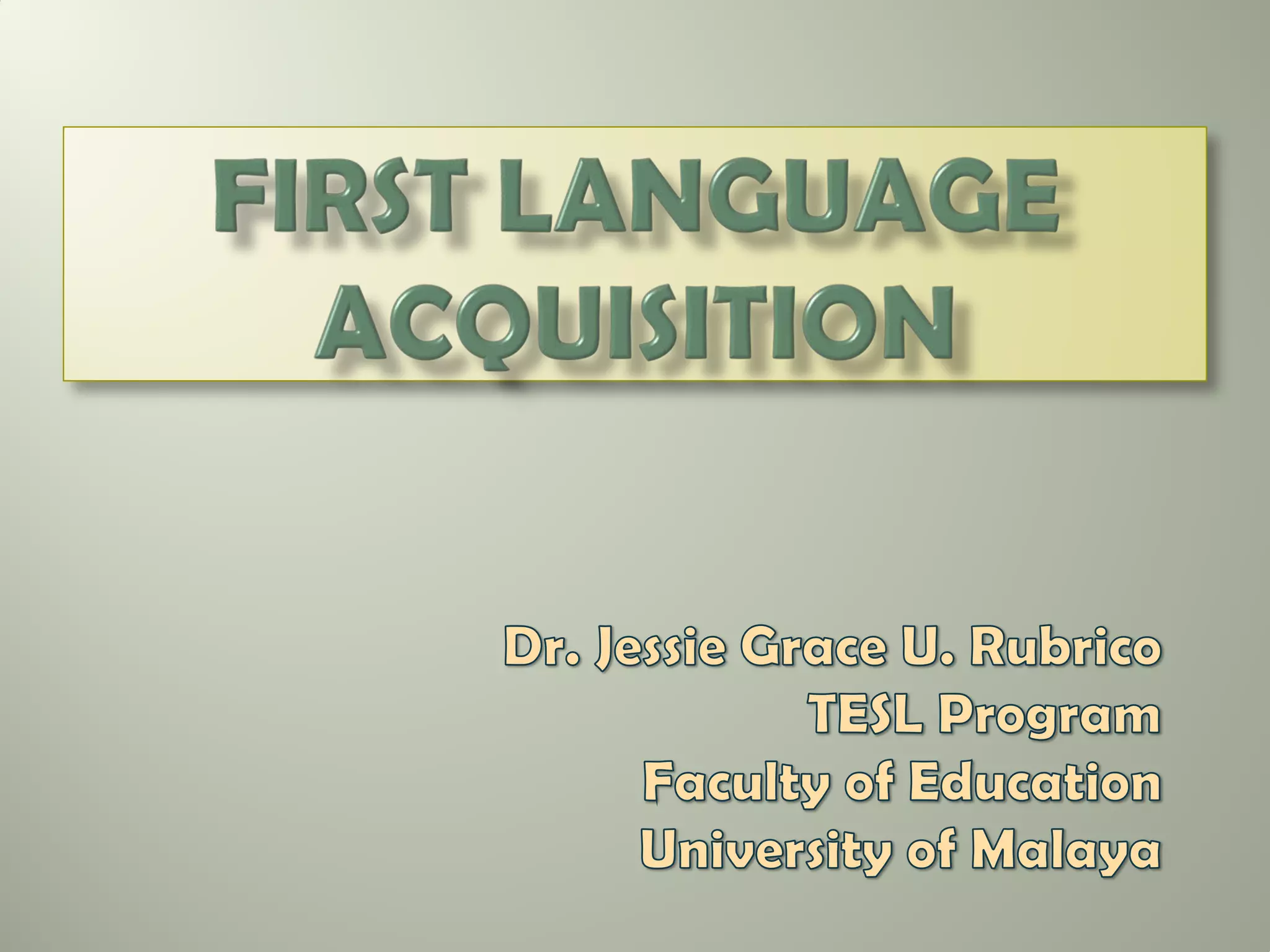 First Language Acquisition | PDF