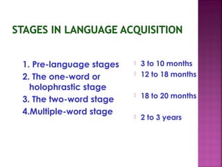 First language acquisition stages | PPT