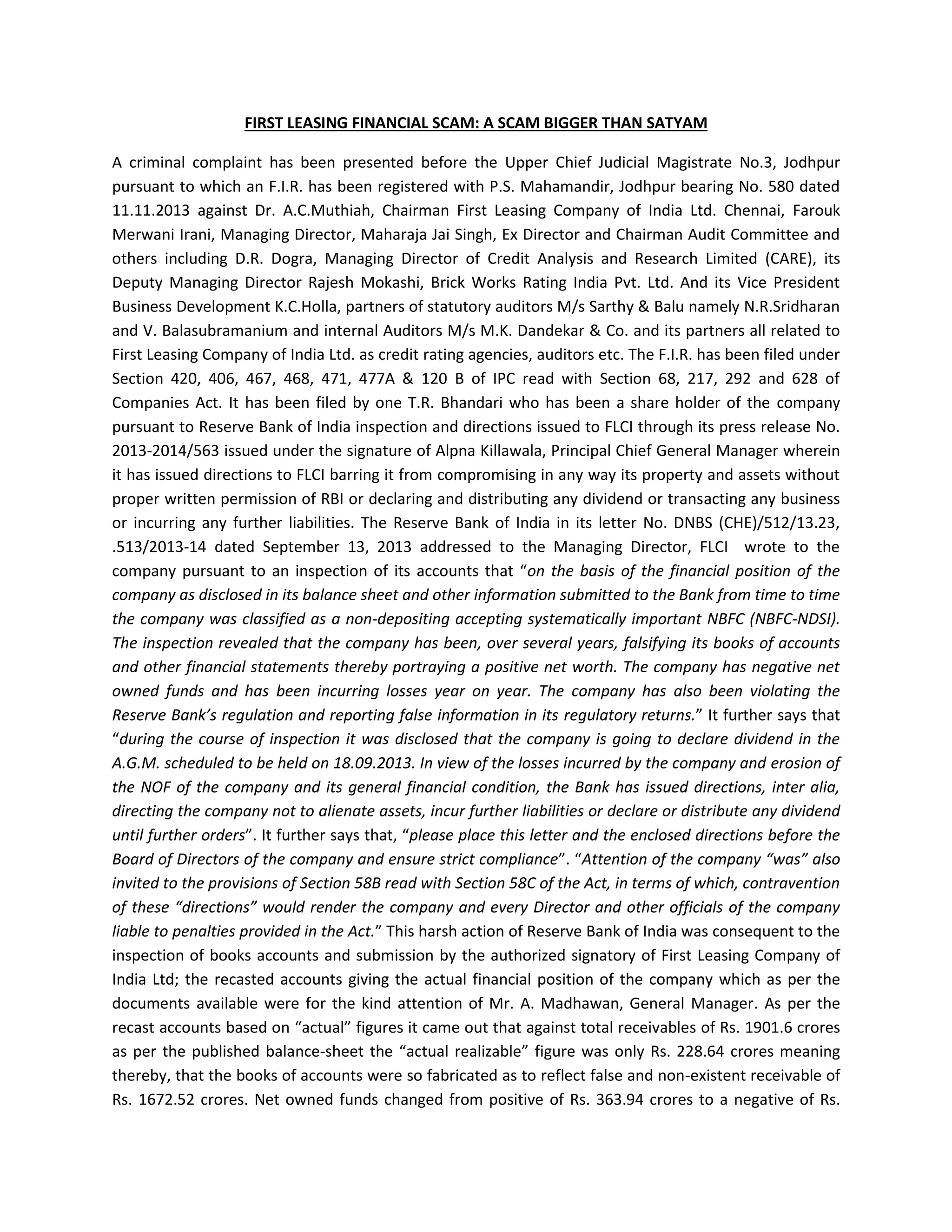 First leasing scam | PDF