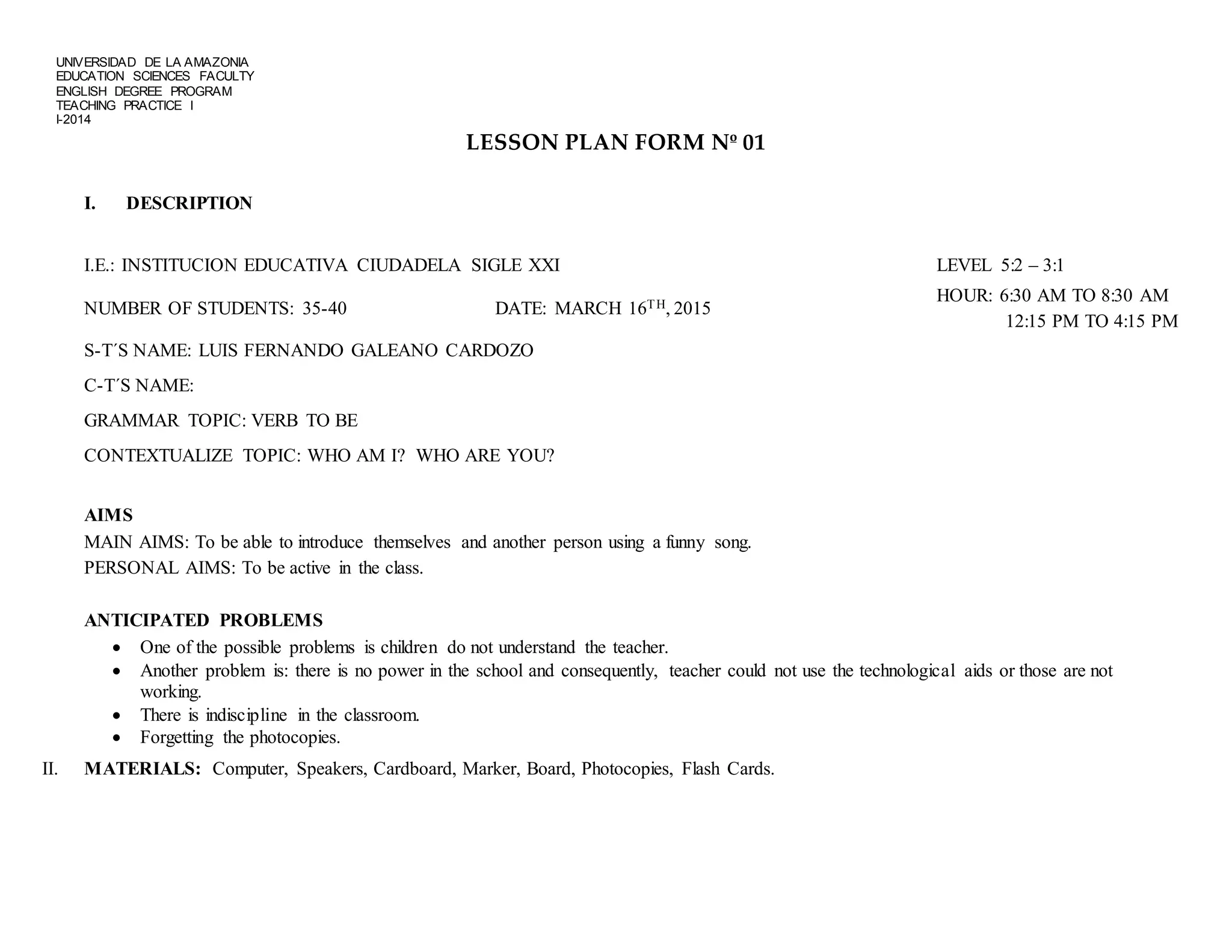 First lesson plan | PPT