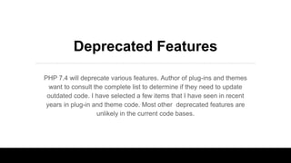 php 7.4 for word press developers | PPT