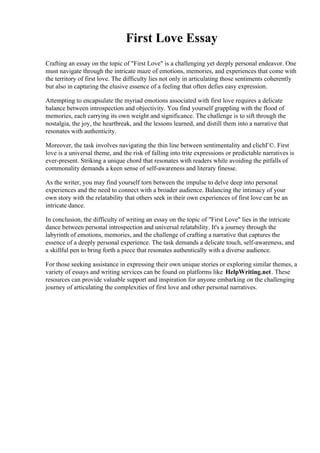 First Love Essay. Sussex County Community College | PDF | Romance | Genres