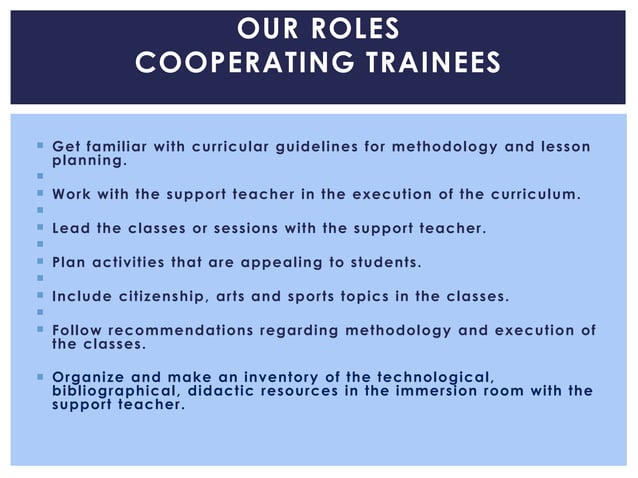 First meeting trainees and support teachers | PPT
