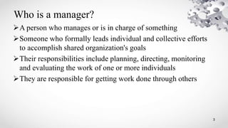 Roles and responsibility of a manager | PPT