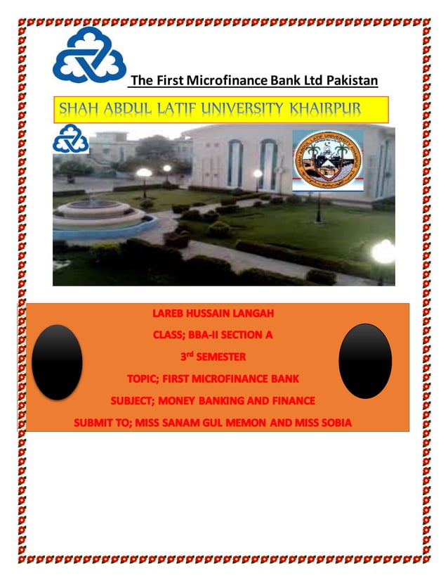 First microfinance bank | DOCX | Business Banking & Finance | Business