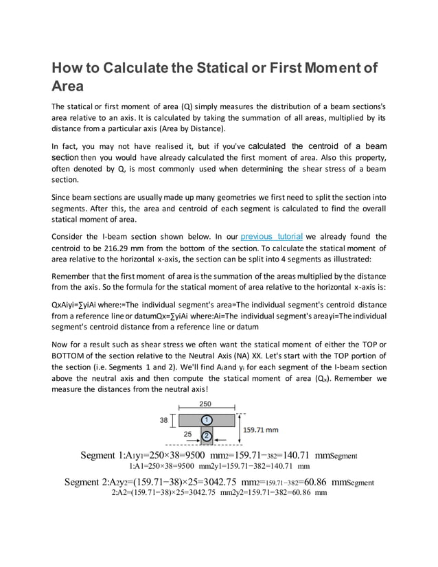 First moment of area | DOCX | Physics | Science