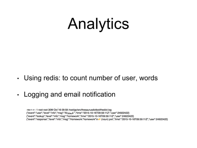 First month with golang - Building Telegram chat bot | PPT