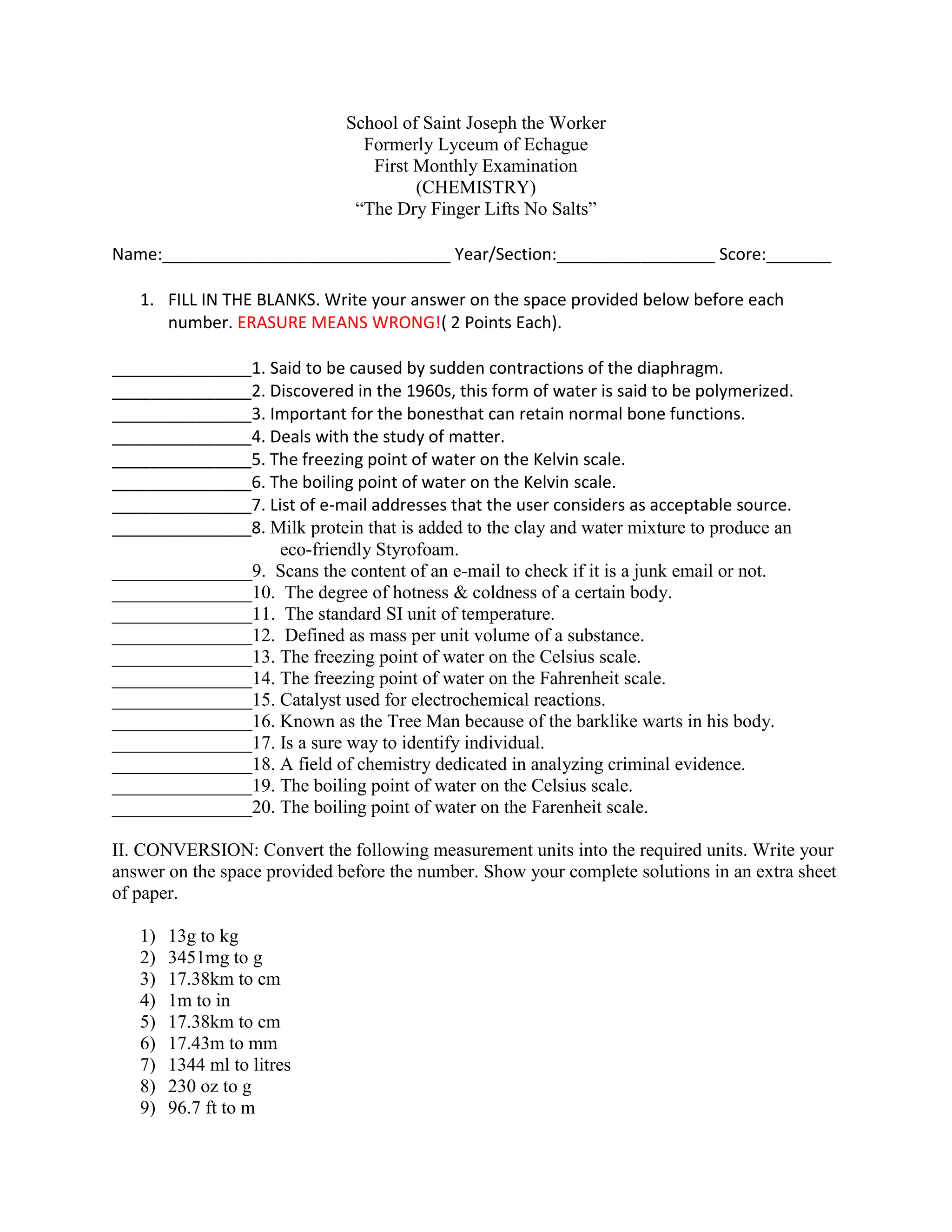 First monthy exam | PDF