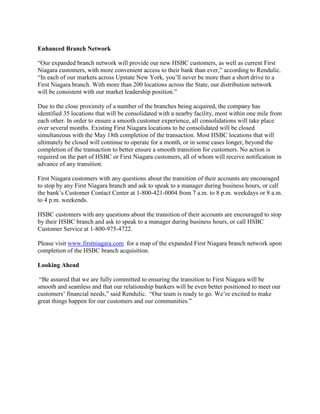 First Niagara Targets May 18th For Completion Of Hsbc Branch ...