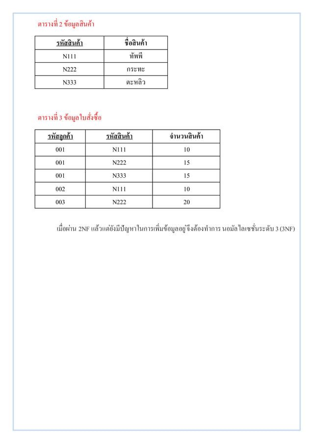 นอมัลไลเซชั่น ( Normalization )1nf-3nf | DOCX