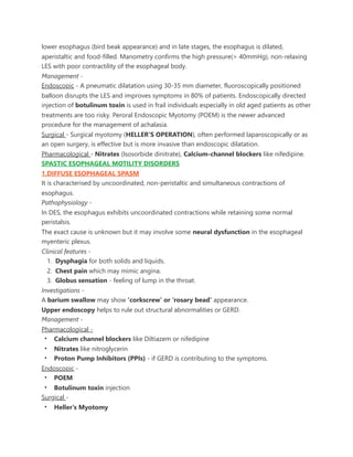 Esophageal motility disorders with their description | PDF