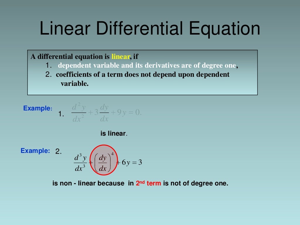 First order linear differential equation