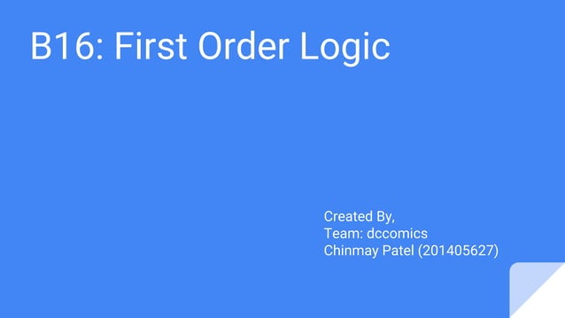 First Order Logic Ppt