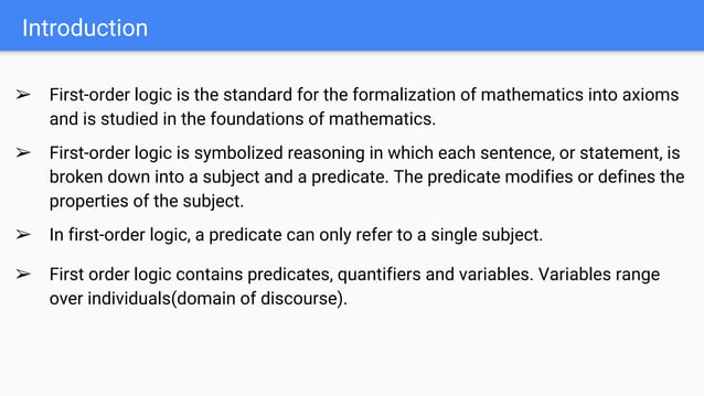 First order logic | PDF