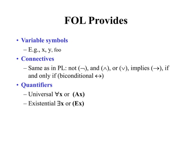 predicate logic proposition logic FirstOrderLogic.ppt