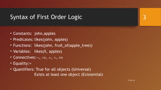 First order logic in knowledge representation | PPT