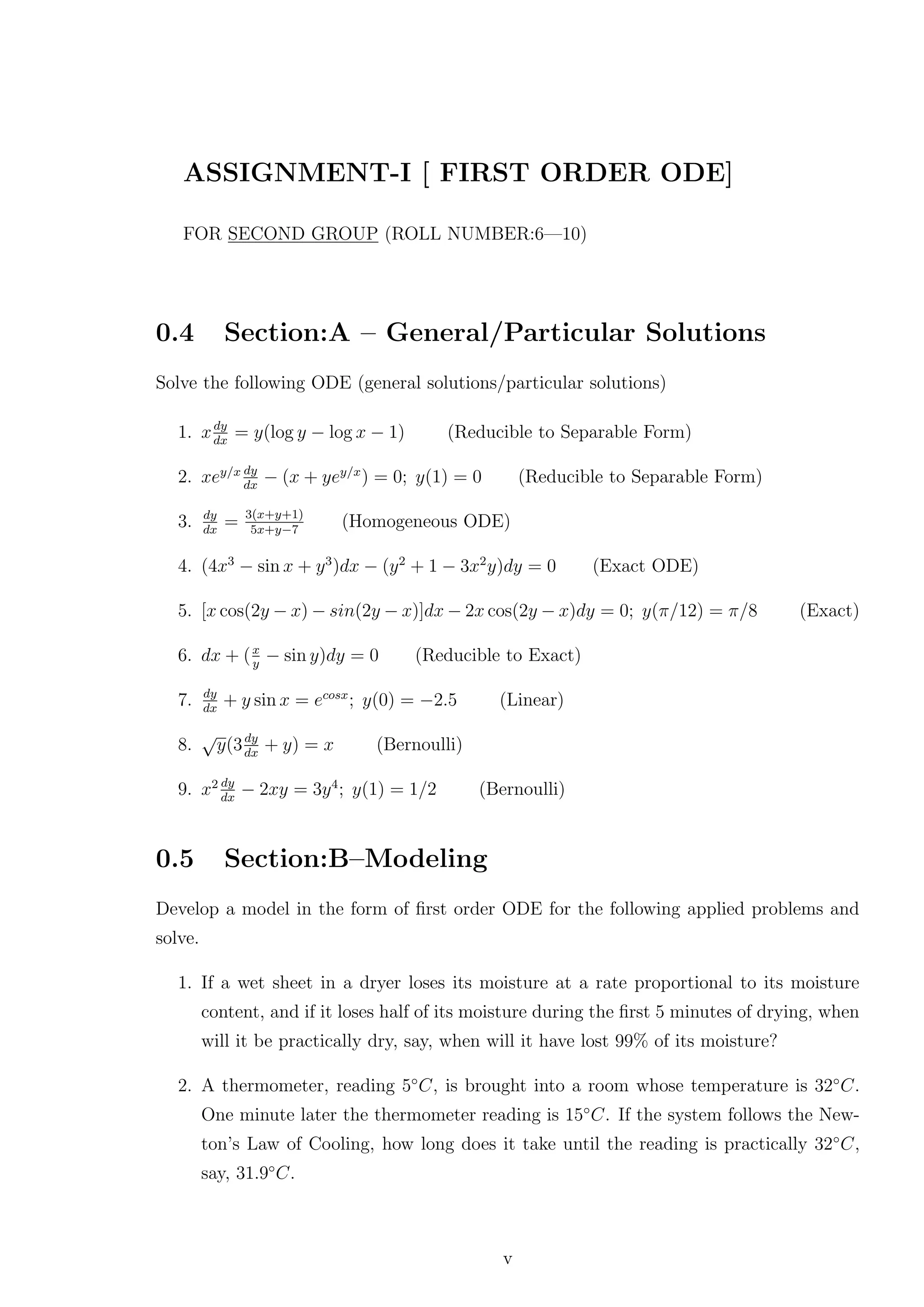 First Order Ordinary Differential Equations | PDF