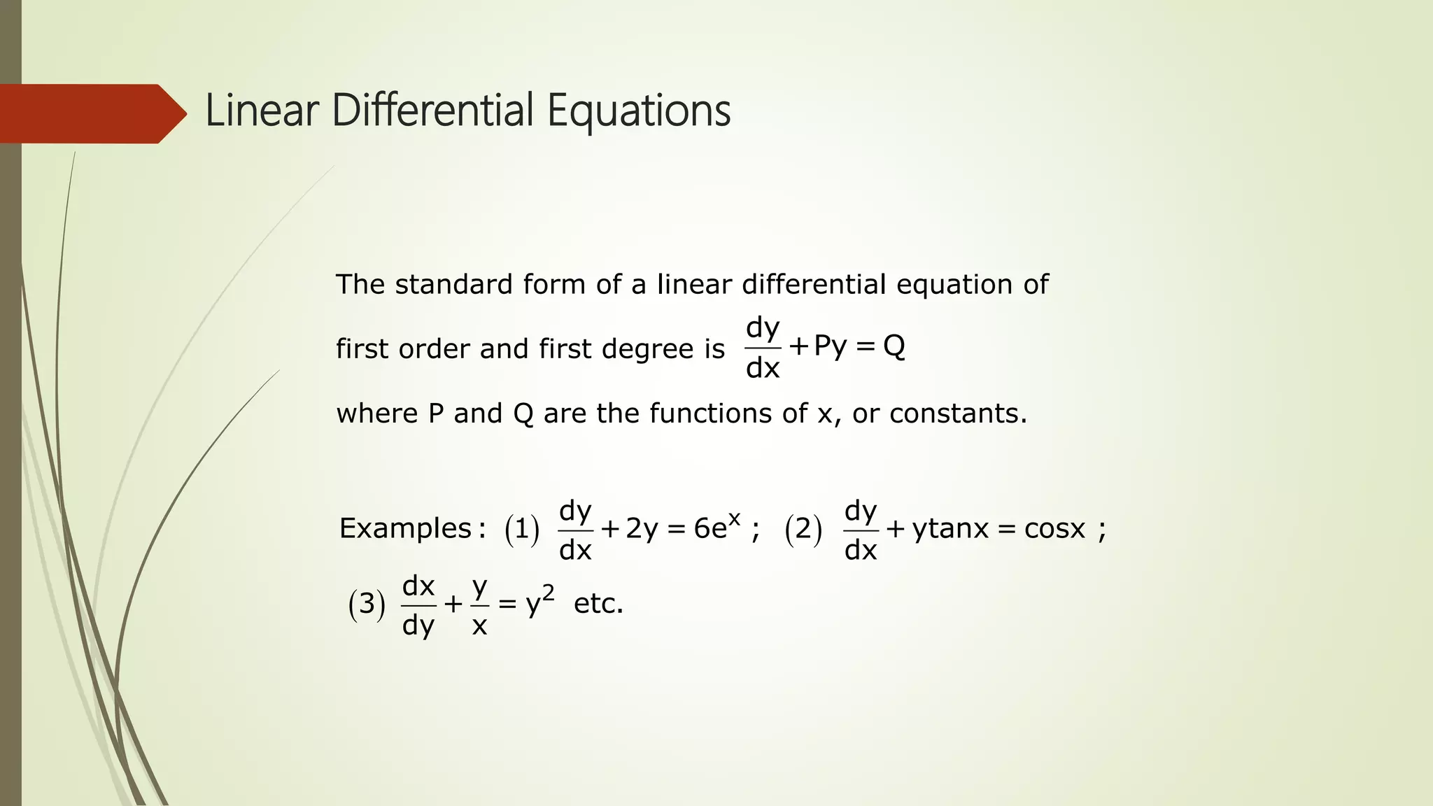 First order ordinary differential equations and applications | PPTX