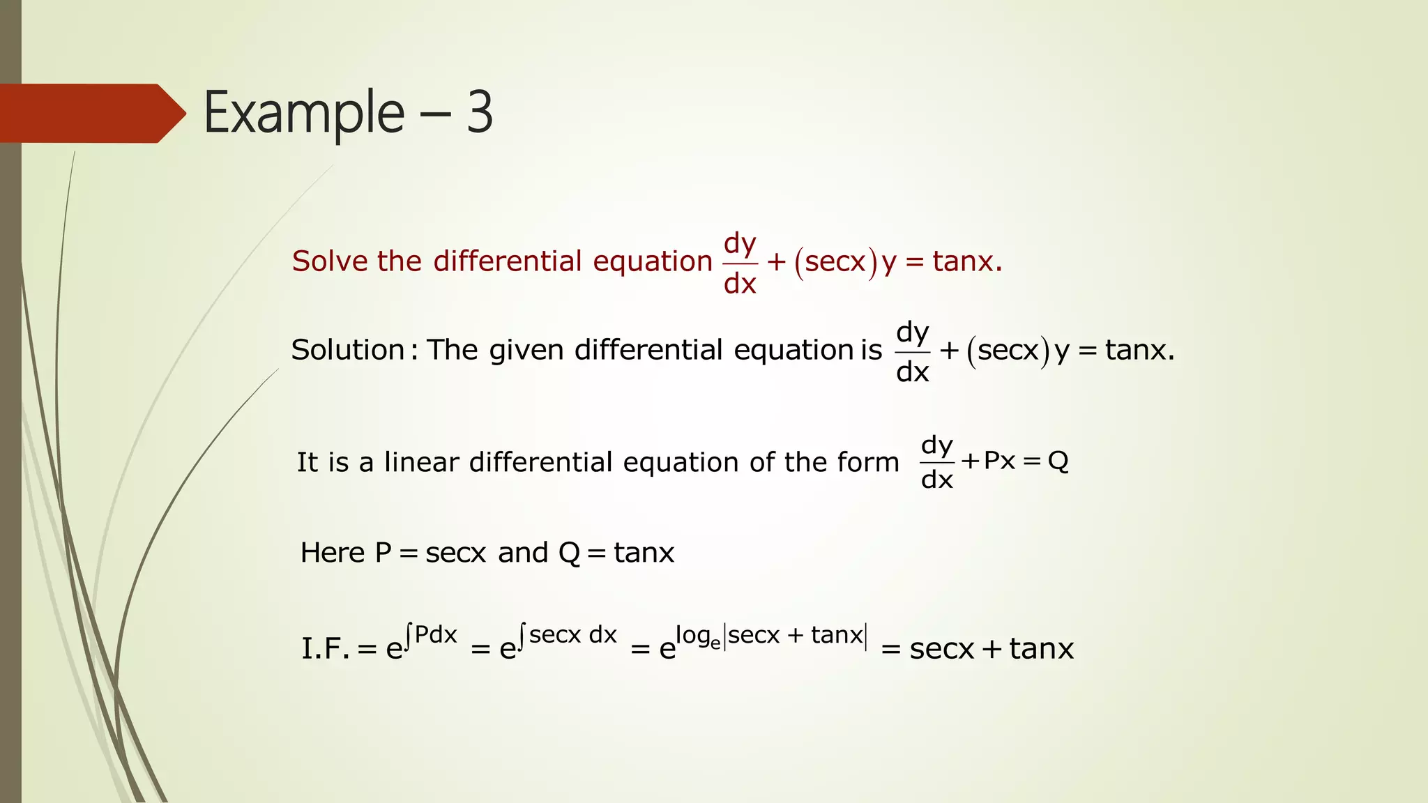 First order ordinary differential equations and applications | PPTX