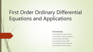 First order ordinary differential equations and applications | PPTX