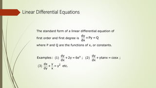 First order ordinary differential equations and applications | PPTX