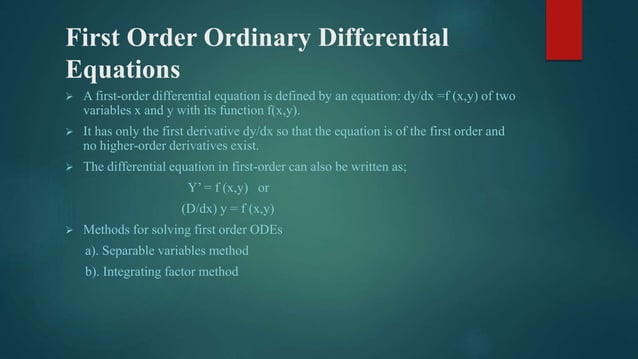 First Order Ordinary Differential Equations Fahad Shahid Pptx