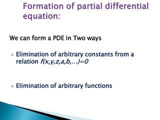 First order partial differential equations | PDF