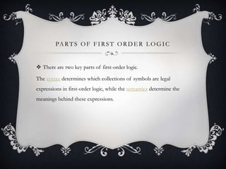 First order predicate logic(fopl) | PPTX