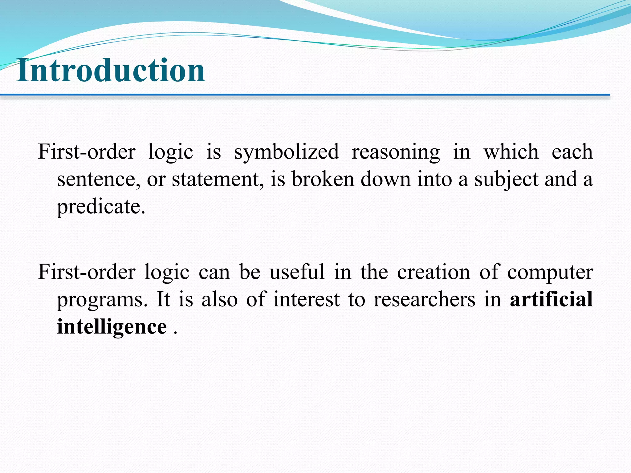 First order predicate logic (fopl) | PPTX